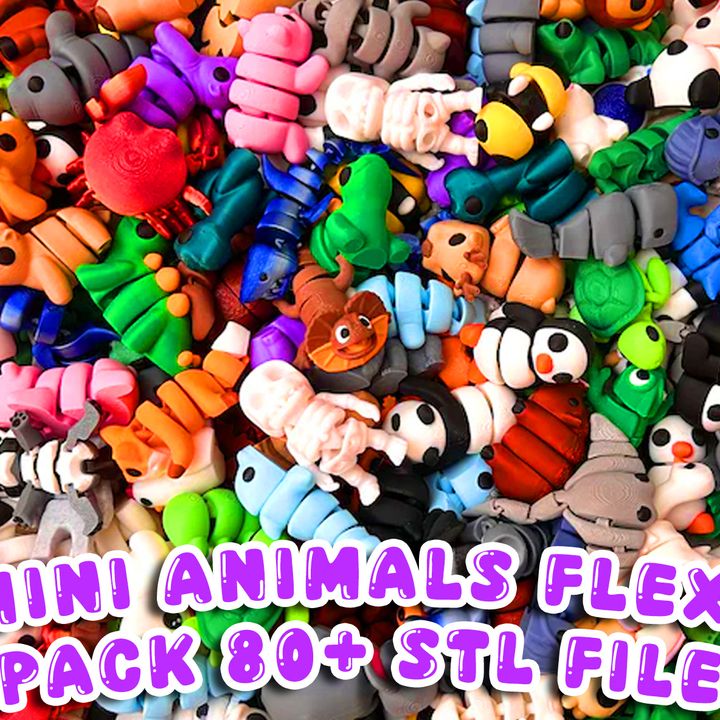 3D Printable Mini Animals Flexi Pack Articulated 3D Print Fidget Toys STL by Amine Ui